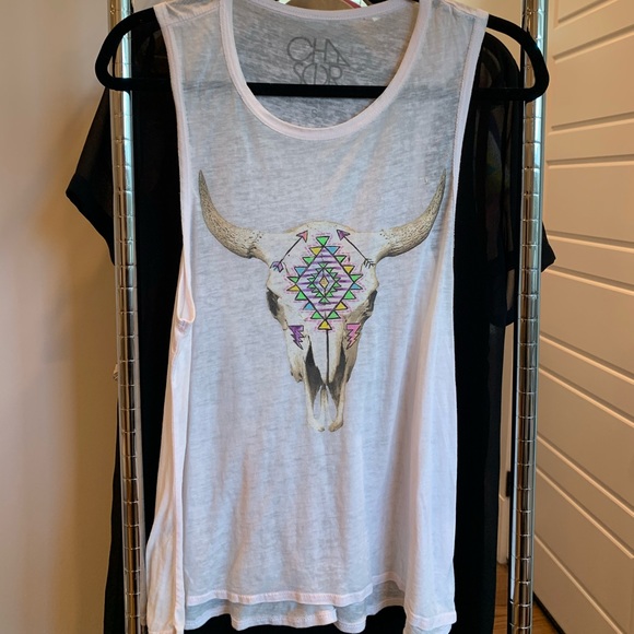 Chaser | Tops | Chaser Brand Aztec Skull Tank | Poshmark